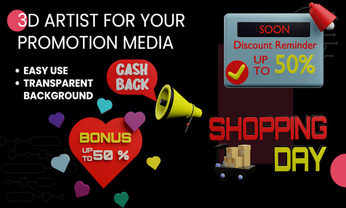 Create 3d icon for your promotion media by Sesarreyv | Fiverr