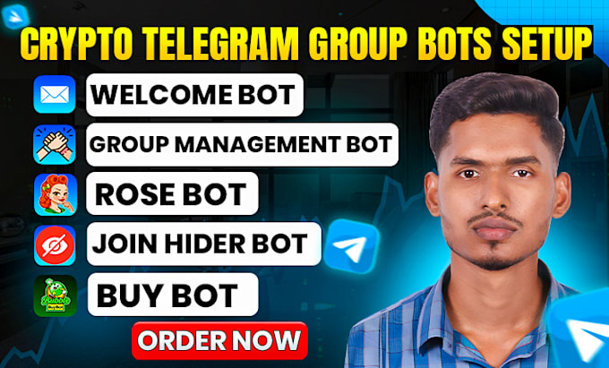Create group and setup a professional telegram bot for your crypto group by Rakib745 | Fiverr