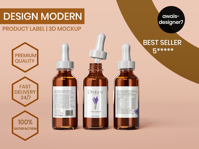 Design modern product label and 3d mockup by Awaisdesigner7 | Fiverr
