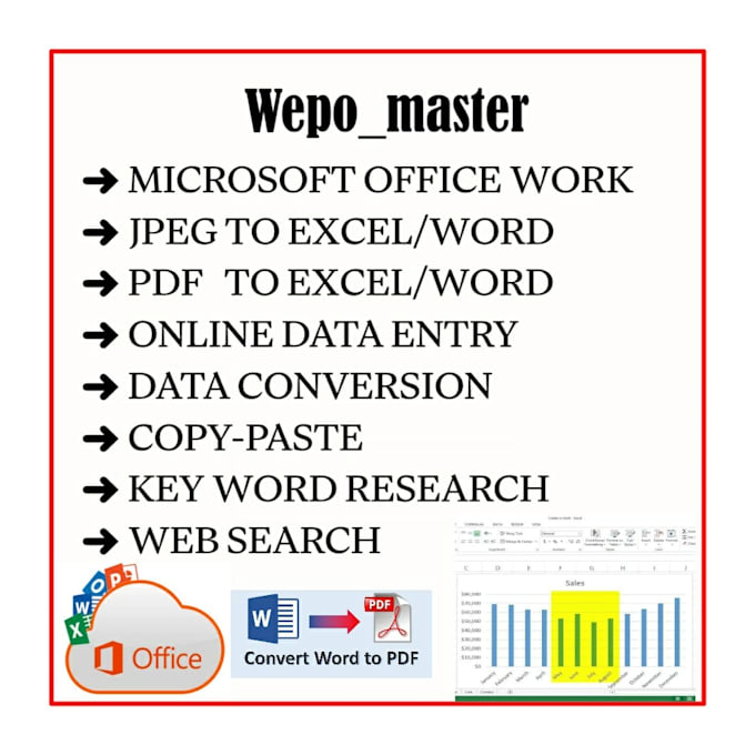 Do microsoft office project pdf conversion data entry sheet entry data etc by Wepo_master | Fiverr
