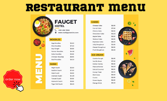 Design unique food menu or restaurant menu by Ghazalawasee930 | Fiverr