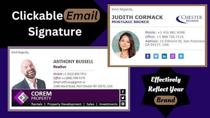 Create modern html email signature or clickable email signature by Writecare | Fiverr