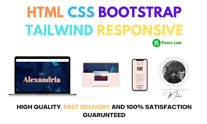 Convert psd, figma to html, xd to html, html css tailwind website by M17mahir | Fiverr