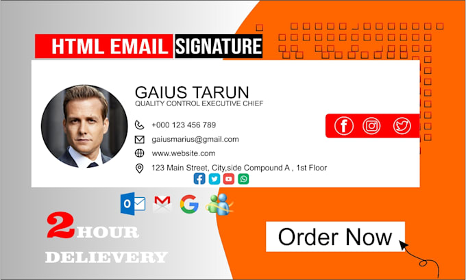 Create editable email signature for outlook, gmail with animated gif by ...