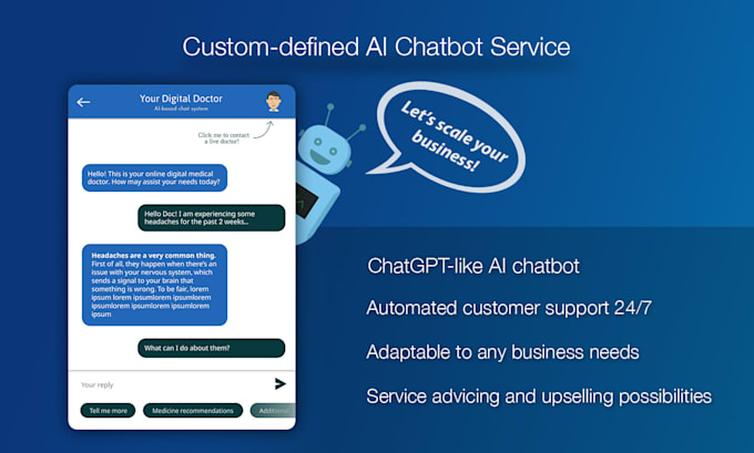 Create a custom ai chatbot for your website by Mrsandev | Fiverr