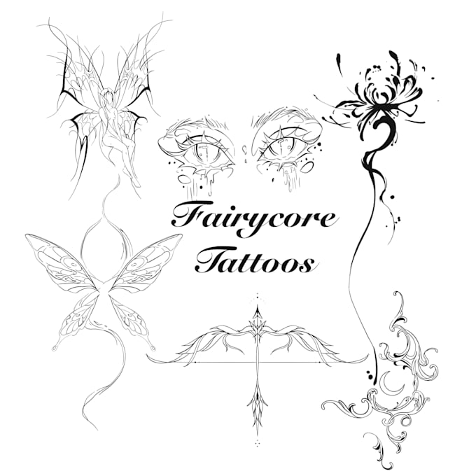 Create fairycore line art tattoos by Genesis_gaze | Fiverr