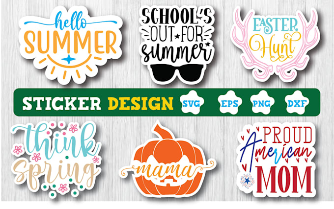 Create retro typography stickers designs label designs by Svg011 | Fiverr