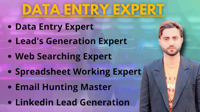 Do urgent and fast data entry, leads generation, copy past, data collection work by ...