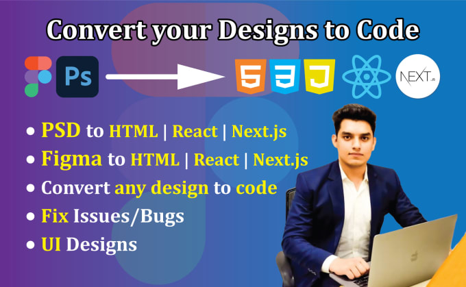 Convert Psd Figma Design To Reactjs Nextjs Html Css Website Code Fix By Ahmedfaraz1