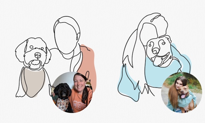 Draw your pet, dog animals, into line art portrait by Ahmadsodiqin57 ...