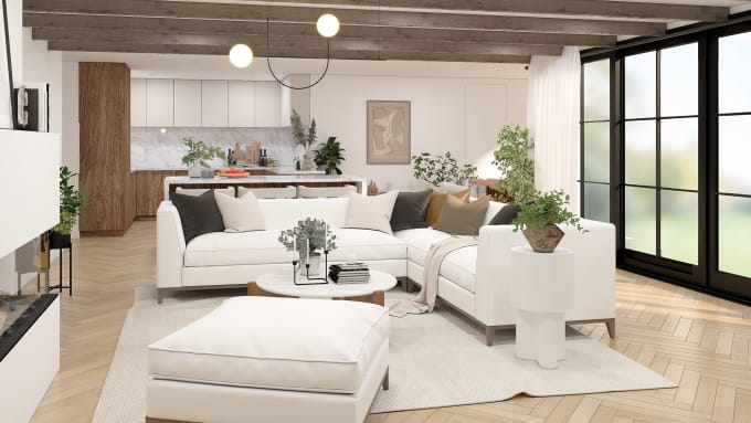 Visualize or design your living room or open space in 3d by ...