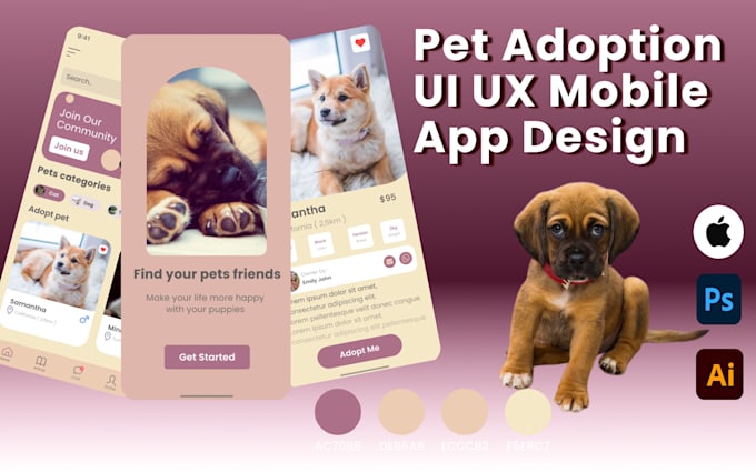 Make a lovely cute ui ux design for pet adoption lovers by ...