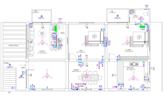 Draw electrical design drawing floor plan on autocad 2d by ...