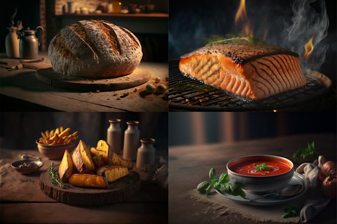 Make photorealistic images of food using ai by Dorins121 | Fiverr