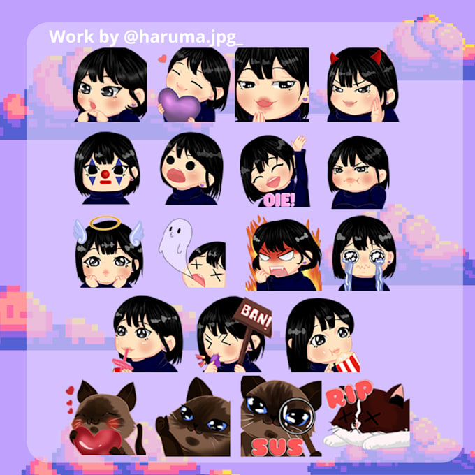 Make custom emotes for twitch by Nora_morita | Fiverr