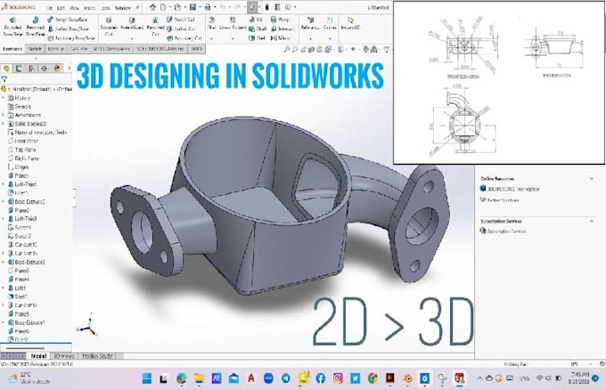 Create solid work 2d,3d models from simple to complex designs by ...
