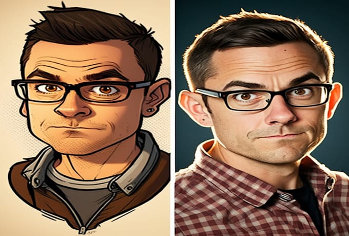 Draw a digital cartoon caricature headshot avatar from photo by ...