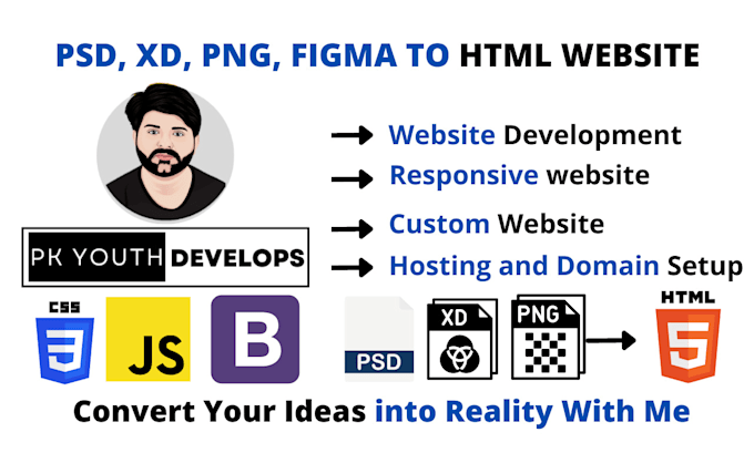 Convert Psd Xd Png And Figma To Html Css And Javascript Responsive Website By Pkyouthdevelops 