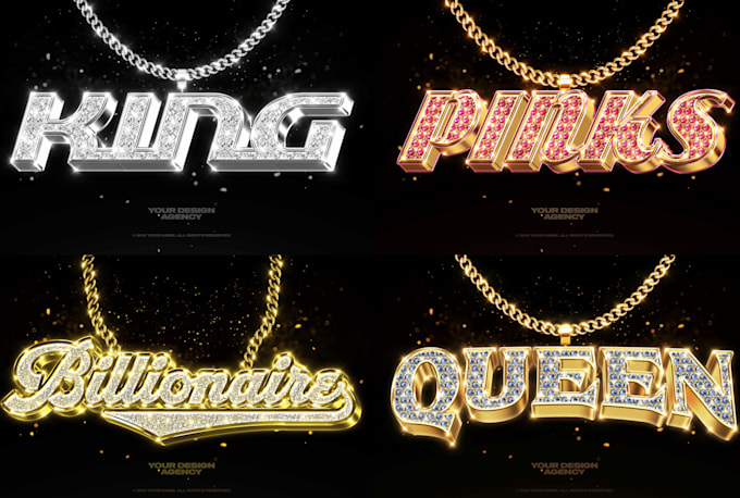 Do an 3d iced out logo on chain bling necklace by Sp1xel | Fiverr