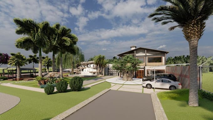 Design your commercial residential building landscape,pool, 3d ...