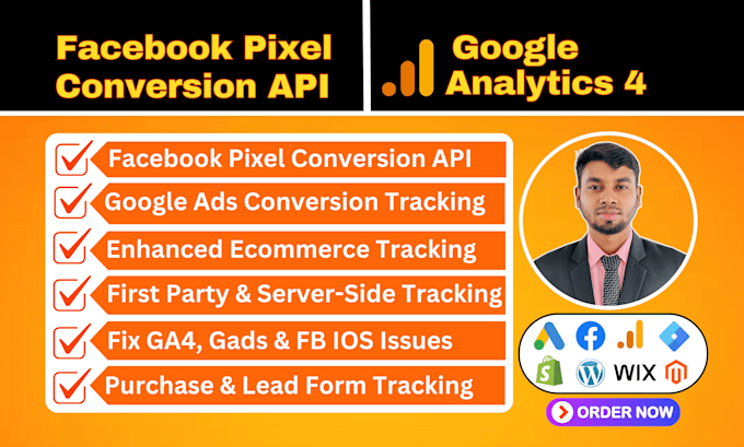 Fix setup facebook pixel conversion api, ga4 ecommerce tracking, ads conversion by Anlytics ...