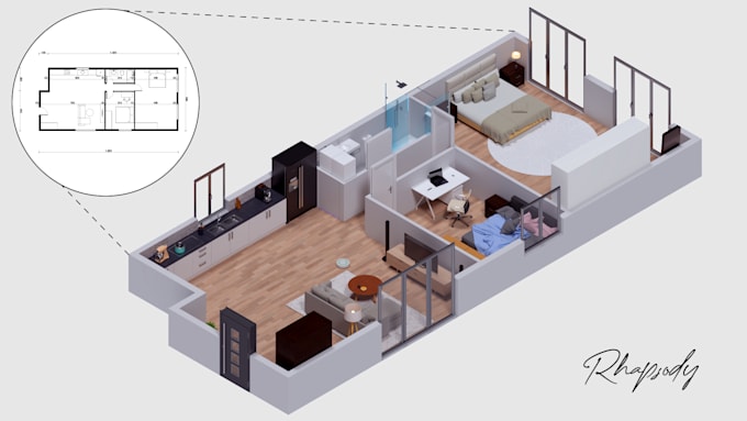 Create isometric 3d renderings of your floor plan by Studio_rhapsody ...