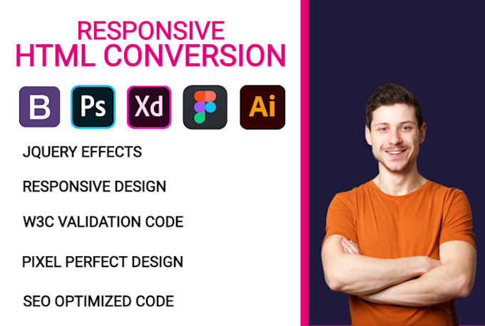 Convert psd to html css responsive website by Asmahi849 | Fiverr
