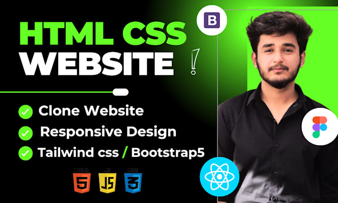 Web design figma to html xd to html css bootstrap responsive clone ...