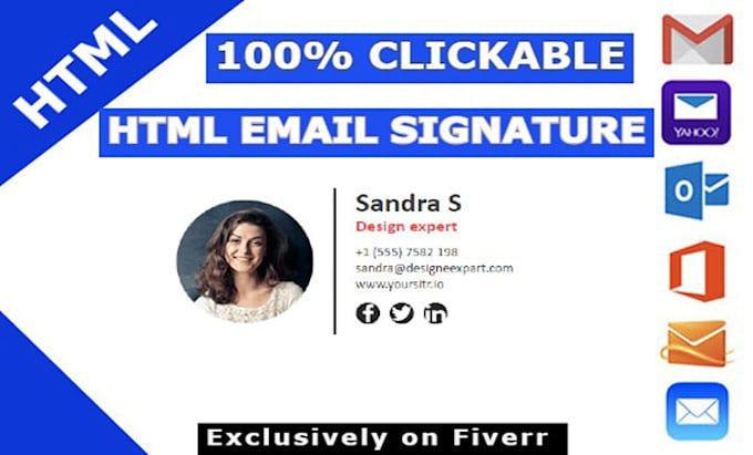 Create a clickable html email signature by Azimhossen15 | Fiverr