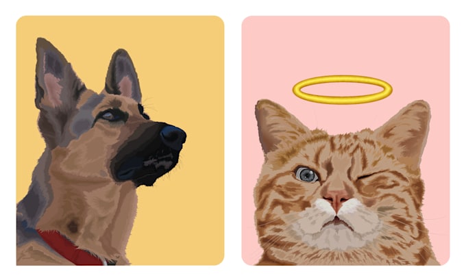 Design an attractive cartoon pet vector portrait of your pet by Yash ...