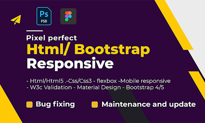 Convert figma to html psd to html responsive pixel perfect by Aniqasafdar | Fiverr