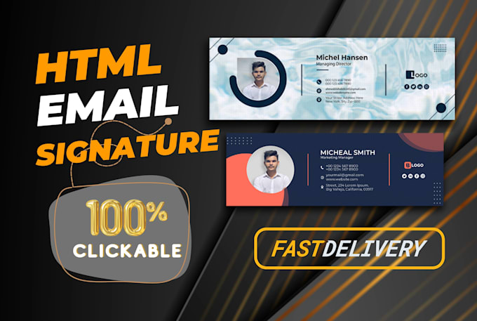 Create professional clickable html email signature design for outlook by Shihab_khan38 | Fiverr