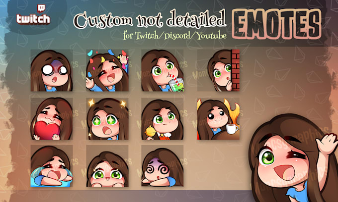 Draw cute twitch emotes in chibi style for you by Moncsy | Fiverr