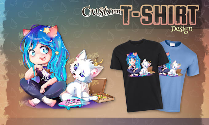 Draw cute tshirt cartoon design and illustration for merch by Moncsy ...