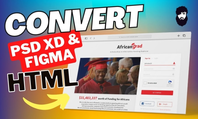 Convert figma to html psd to html xd to html figma to react by Ahkrwp ...