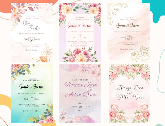 Wedding invitation, bridal entourage card or rsvp by Ireneafable | Fiverr