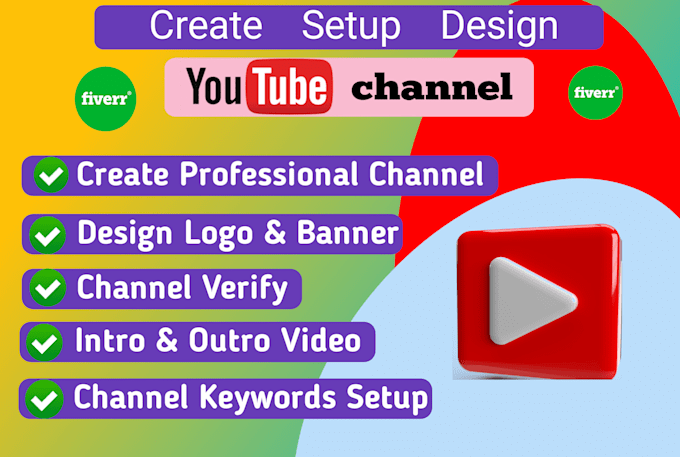 Create setup youtube channel with logo banner intro outro by ...
