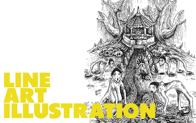 Draw line art illustation with traditional style by Ammasramadhani | Fiverr