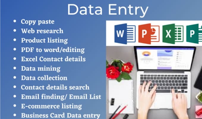 Data entry, copy paste, and virtual assistant for your web entry by Peince001 | Fiverr