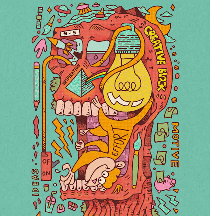 Draw retro doodle art illustration by Designkafe | Fiverr