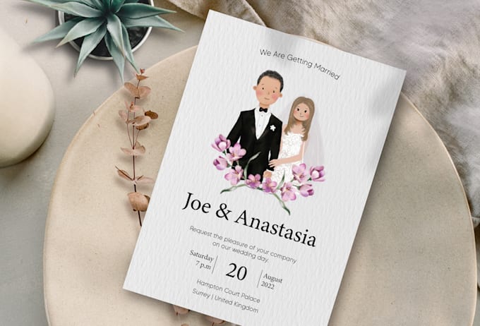 Illustrate cute wedding invitation for you by Chynthialaura | Fiverr