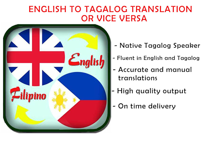 Translate english to tagalog and vice versa by Edenecuacion | Fiverr