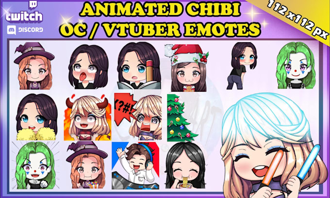 Create custom vtuber oc chibi animated emote for your twitch by ...