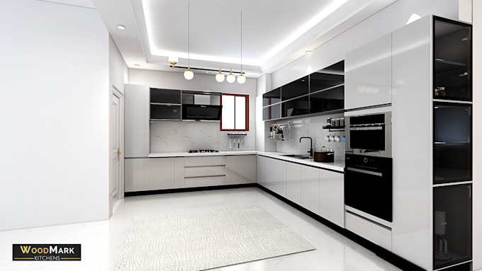 Design modular kitchen interior and 3d render by Yousha_wajeeh | Fiverr