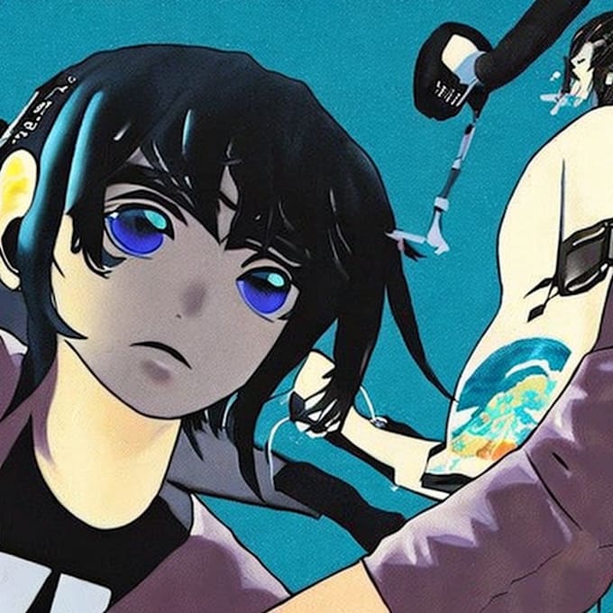 Make anime cartoon album cover art fast hip hop lofi rap emo by ...