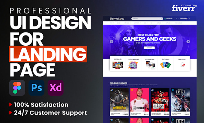 Create professional ui for landing page design by Designblow | Fiverr