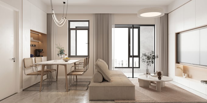 Create interior design with realistic 3d rendering by Imagineresearc | Fiverr