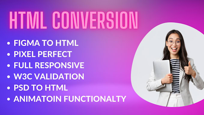 Convert figma, psd to html css with responsive by Rimabhuva | Fiverr