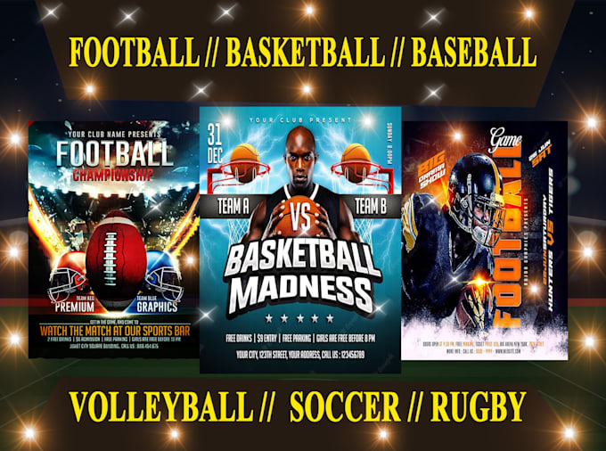 Expertly designed sports flyer for american football, basketball and ...