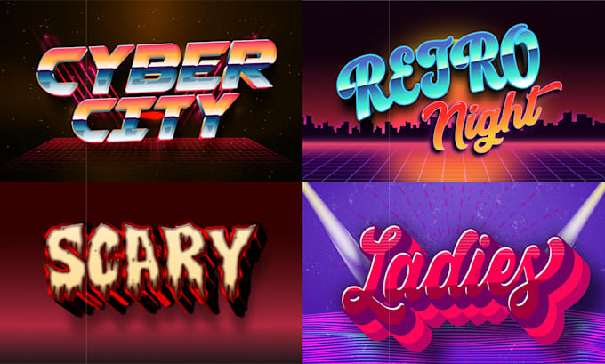 Design 80s retro vintage sythwave glowing 3d text logo by A_taher_1901 ...